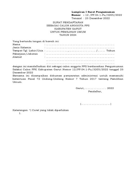 Surat Pendaftaran Surat Pernyataan Dan Daftar Riwayat Hidup Pdf