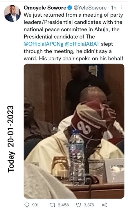 Tinubu Falls Asleep During Peace Committee Meeting In Abuja Politics