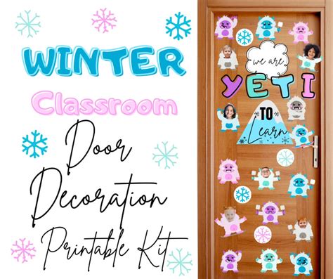 Winter Classroom Door Decor Kit Printable Yeti Winter Classroom Decor