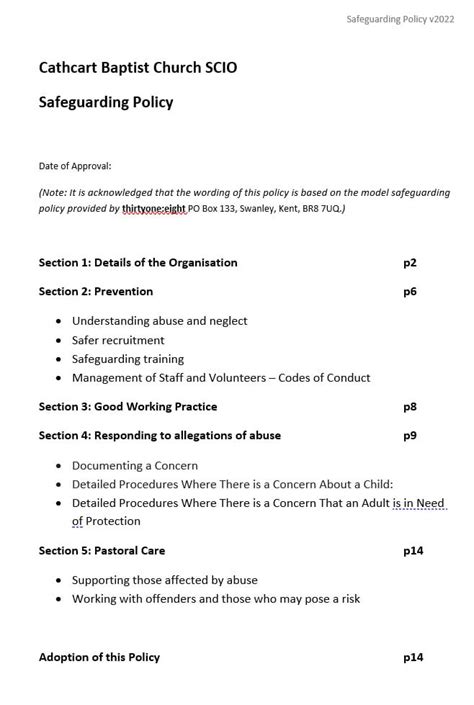 Safeguarding Policy And Guidelines Cathcart Baptist Church