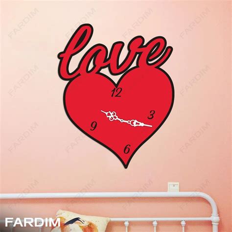 طرح برش لیزر ساعت دیواری مدل قلب دانلود طرح