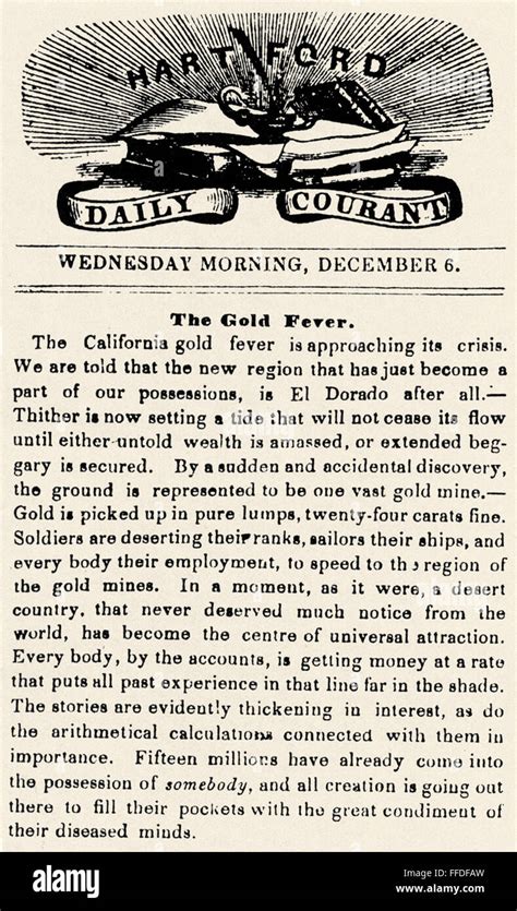 California Gold Rush 1848 Narticle From The Hartford Daily Courant