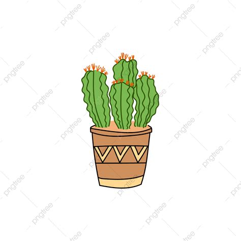 Gambar Tanaman Cactus Vektor Vektor Pola Dekoratif Kartun Png Dan