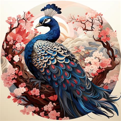 Premium Ai Image Japanese Themed Peacock