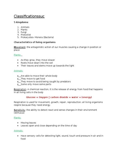 Classification Notes Pdf Cell Biology Plants
