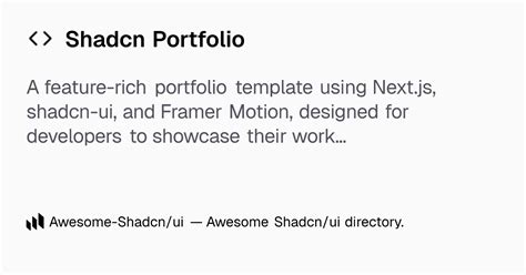Shadcn Portfolio Build Elegant Developer Portfolios With Next Js Shadcn Ui And Framer Motion