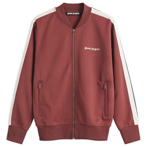 Palm Angels Mens Logo Bomber Track Jacket Burgundy Curated Menswear