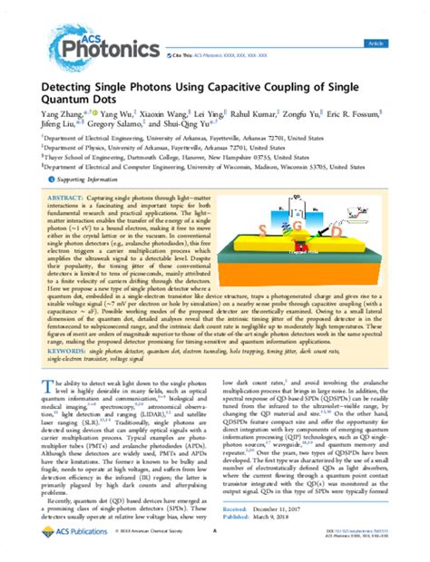 Pdf Detecting Single Photons Using Capacitive Coupling Of Single