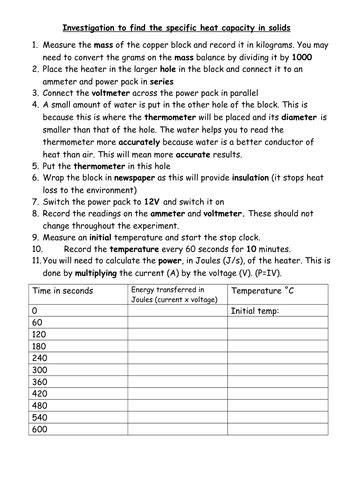Gcse Physics Aqa Focus Specific Heat Capacity 2 Lessons Teaching Resources