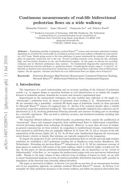 Pdf Continuous Measurements Of Real Life Bidirectional Pedestrian