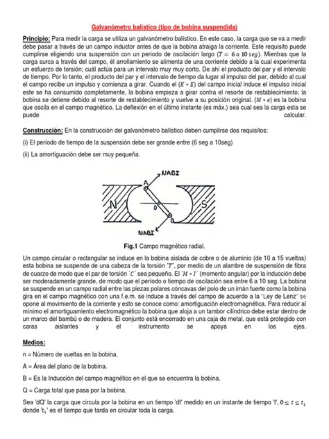 Ballistic Galvanometer Español Pdf Inductor Inducción