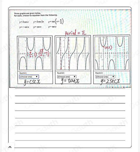 solved three graphs are given below for each choose its equation