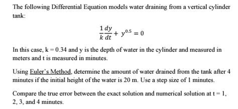 Solved The Following Differential Equation Models Water Chegg Com