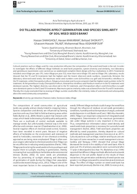 Pdf Do Tillage Methods Affect Germination And Species Similarity Of