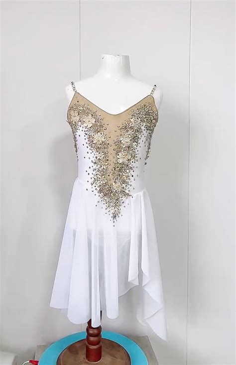 Handmade Dance Costume Customizable Lyrical Contemporary Dress In White