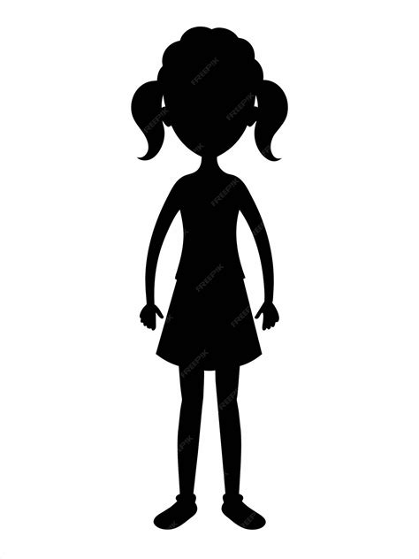Uma Silhueta De Uma Menina Com Um Vestido Vetor Premium