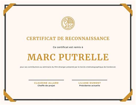 Certificat De Participation Pour Les Enfants