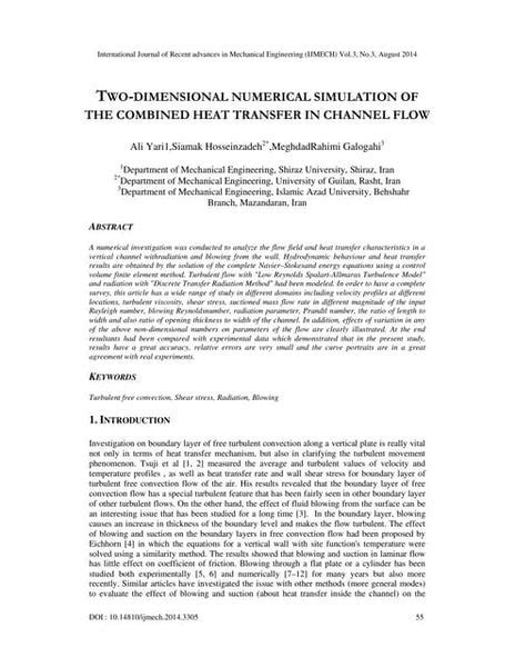 Numerical Investigation Of Heat Transfer And Fluid Flow Characteristics