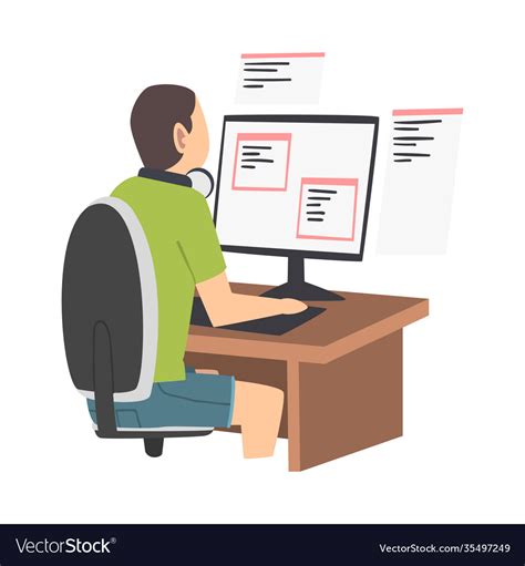 Man As Software Developer Or Programmer Engaged Vector Image