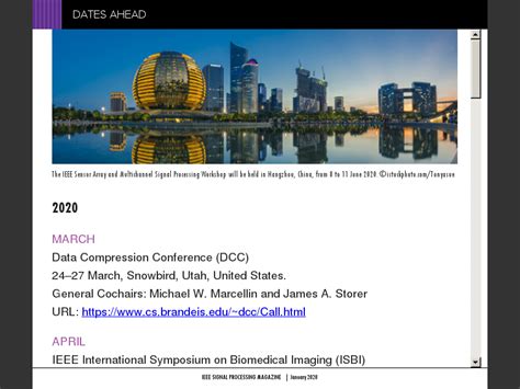 Ieee Signal Processing Magazine January 2020dates Ahead