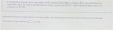 solved a steady flow carnot cycle uses water as the working