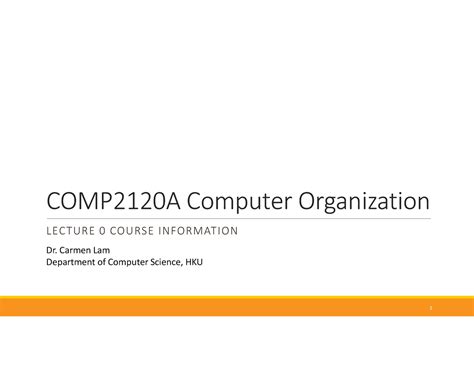 L Course Info Lecture Notes P A Co Mputer Organ Izatio N