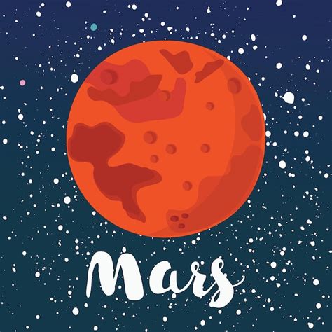 Ilustración de dibujos animados del planeta rojo marte Vector Premium