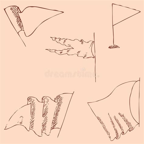 Esboço Das Bandeiras Desenho De Lápis à Mão Cores Do Vintage Vetor