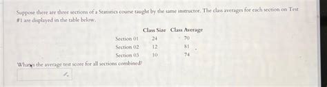 Solved Suppose There Are Three Sections Of A Statistics Chegg