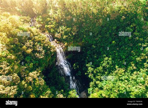 Aerial Drone View Of Remote Alexandra Falls In Black River National
