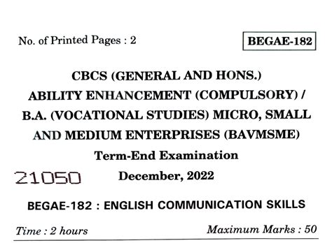 Begae 182 Solved Question Paper December 2022 Ignou Tutor
