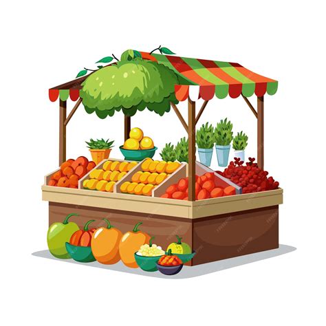 Premium Vector A Fruit Stand With A Sign That Says Quot Fruit Quot