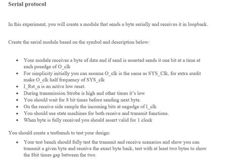 Solved Serial Protocol In This Experiment You Will Create A