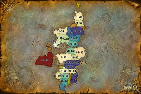 Wow Zones By Level Map Map Worksheets