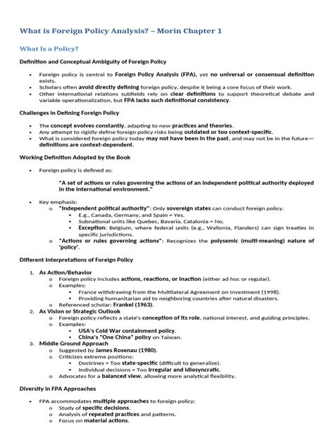 What Is Foreign Policy Analysis Pdf Policy Theory