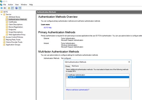configuring adfs to work with azure mfa for a few select services only