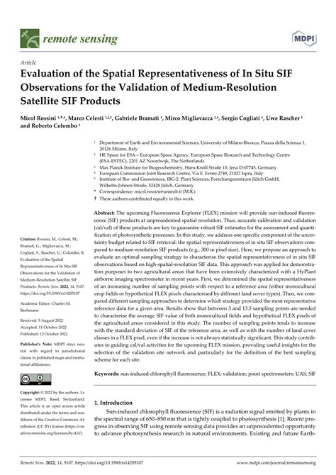 Pdf Evaluation Of The Spatial Representativeness Of In Situ Sif