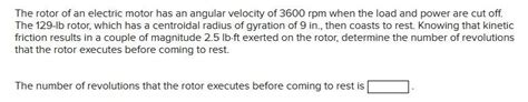 Solved The Rotor Of An Electric Motor Has An Angular Chegg Com
