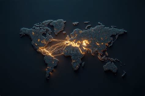 Illuminated World Map Visualizing Global Connections And Pathways Through Light Representation