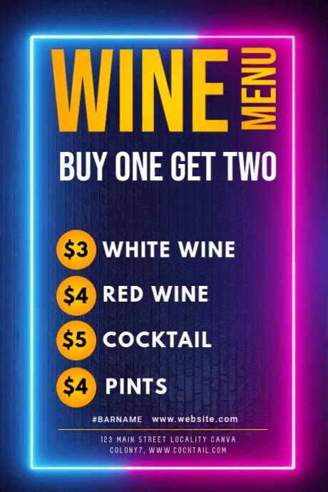 Wine Menu Template Postermywall