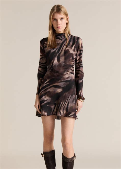 Zebra Back Bow Satin Dress Women Mng Australia