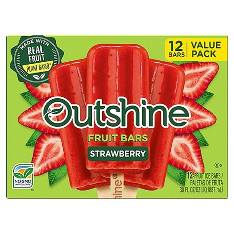 Outshine Strawberry Fruit Ice Bars Value Pack 12 Count 30 Fl Oz