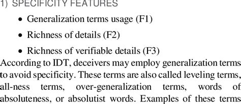 List Of Symbols For The Feature Extraction Methods Download