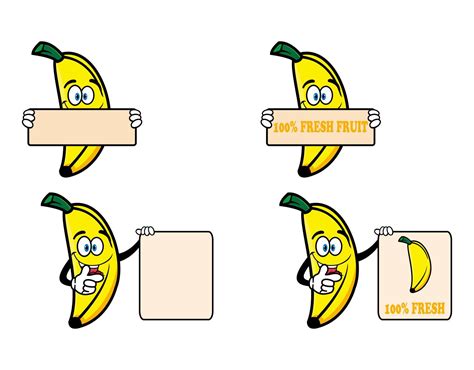 Set Of Collection Cute Smiling Banana Cartoon Character Vector