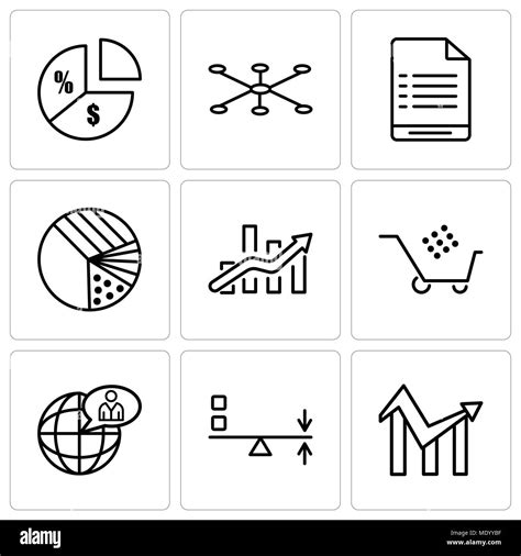 Set Of Simple Editable Icons Such As Chart Sun Flare Global User