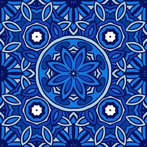 파란색과 흰색 동양 타일에서 화려한 매끄러운 패치워크 패턴 만다라 중세의 벽지 배경 일러스트 및 사진 무료 다운로드 Pngtree