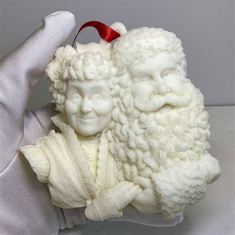 Vintage Mark Klaus Santa And Mrs Claus Ornament 1999 Cold Cast 2 Sided