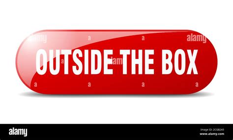 Outside The Box Button Rounded Glass Sign Sticker Banner Stock