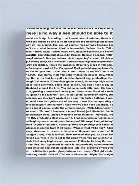 Bee Movie Script You Can Read It Check Description For Details Canvas Print For Sale By