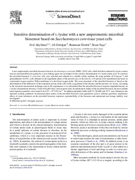 Pdf Sensitive Determination Of L Lysine With A New Amperometric